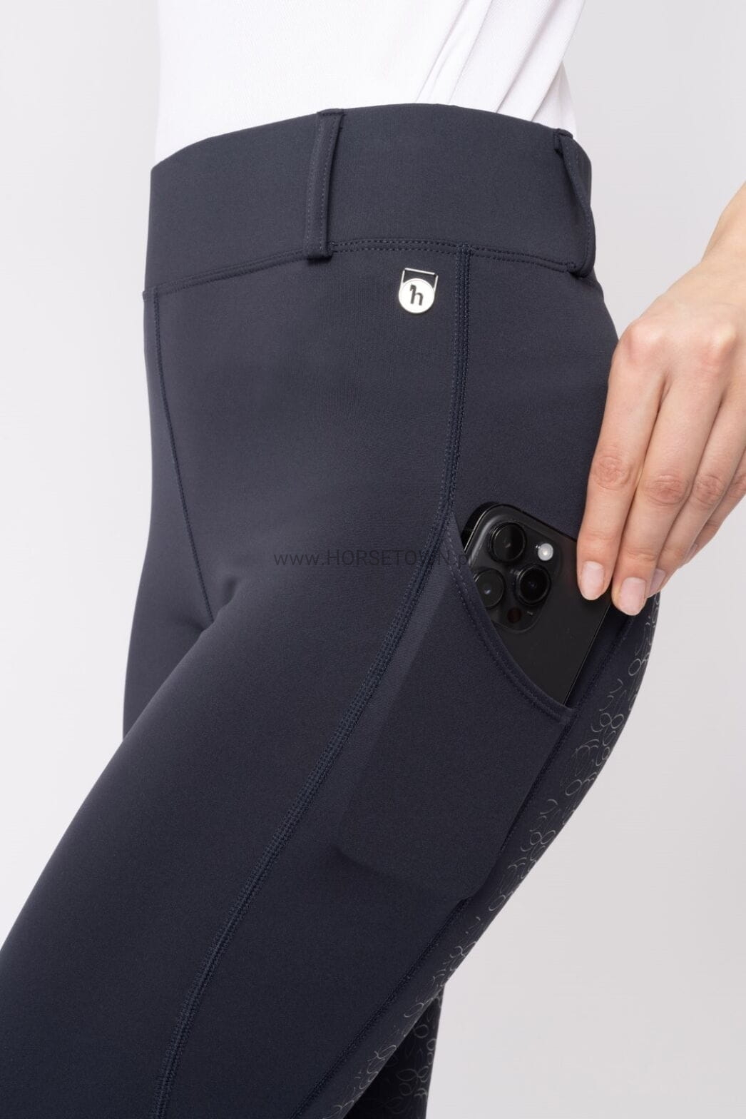 HORZE Damskie legginsy jeździeckie z pełnym lejem Dea Dark Navy ...