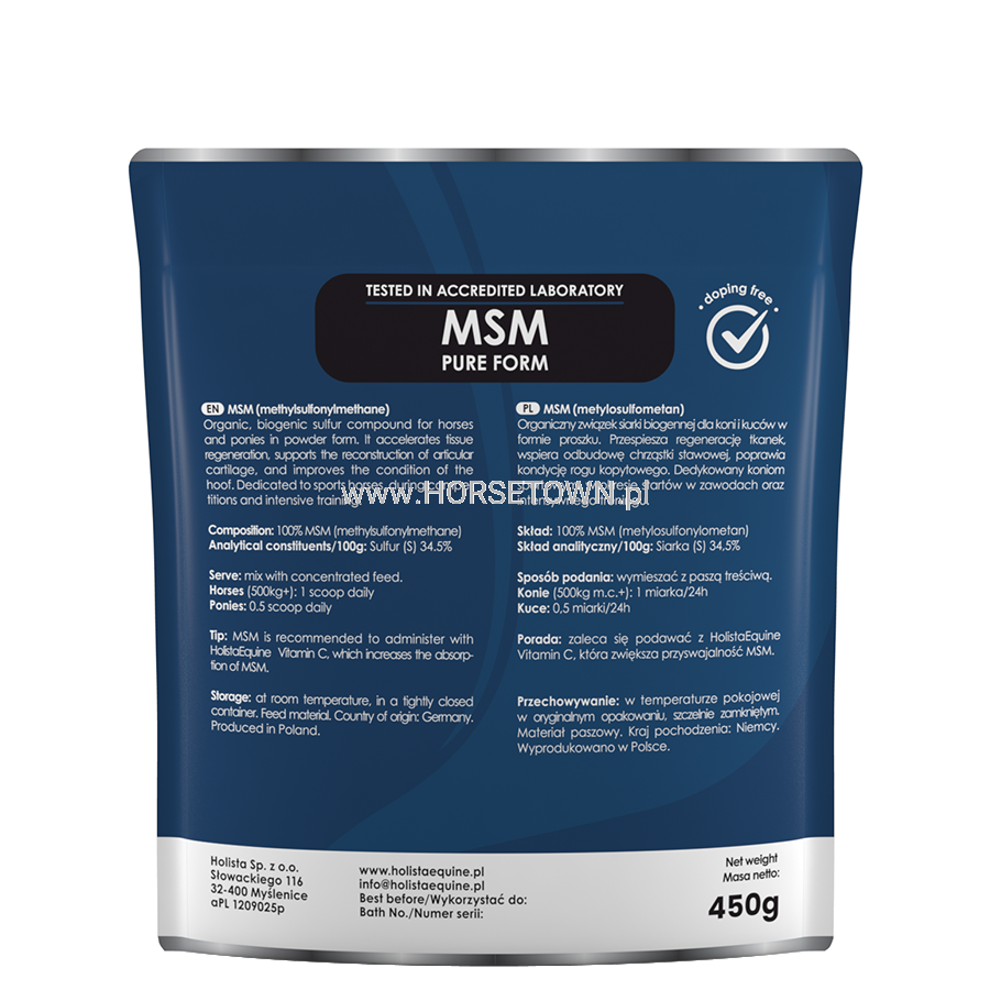 Holista Equine MSM Pure Form 450g HORSETOWN Sklep Jeździecki